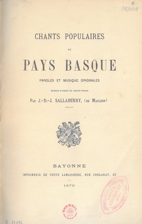 Chants populaires du Pays Basque — Instituto cultural vasco