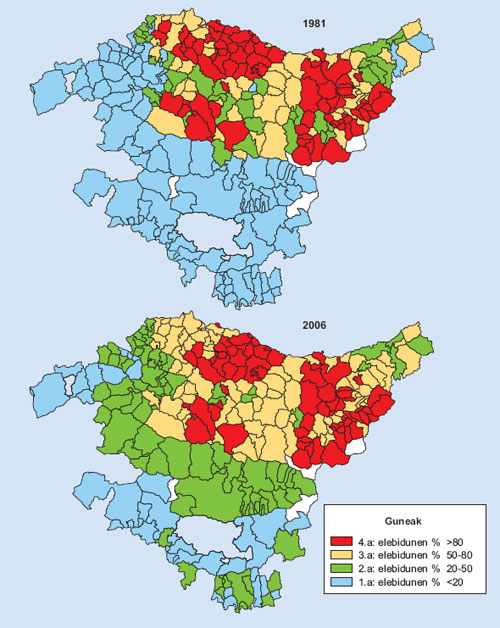 Percentage of Basque speakers in the Basque Country [491 x 414] : r/MapPorn